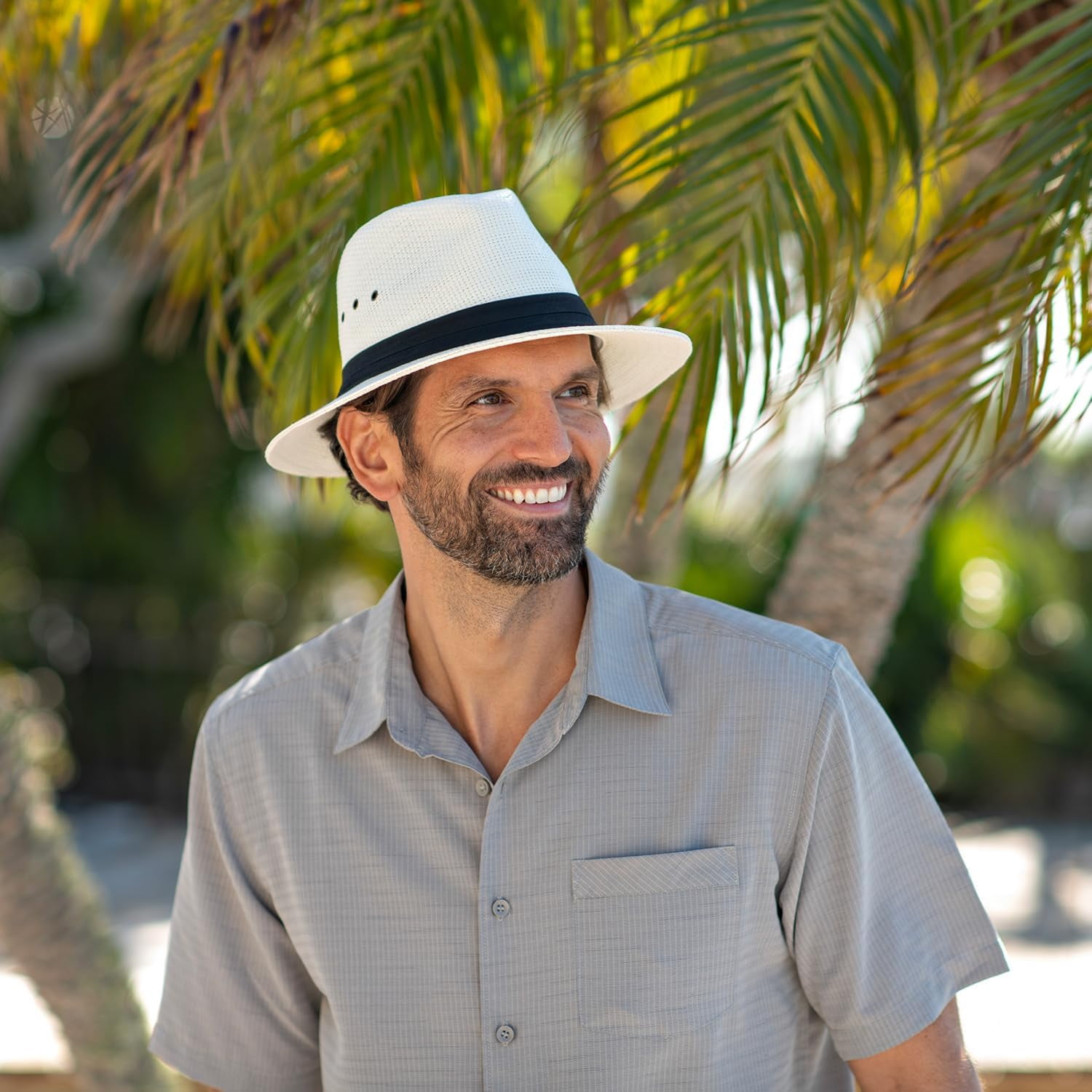 CY Natural Matte Toyo Safari Men's Sun Hat with Black Band, 2 1/2" Brim ...