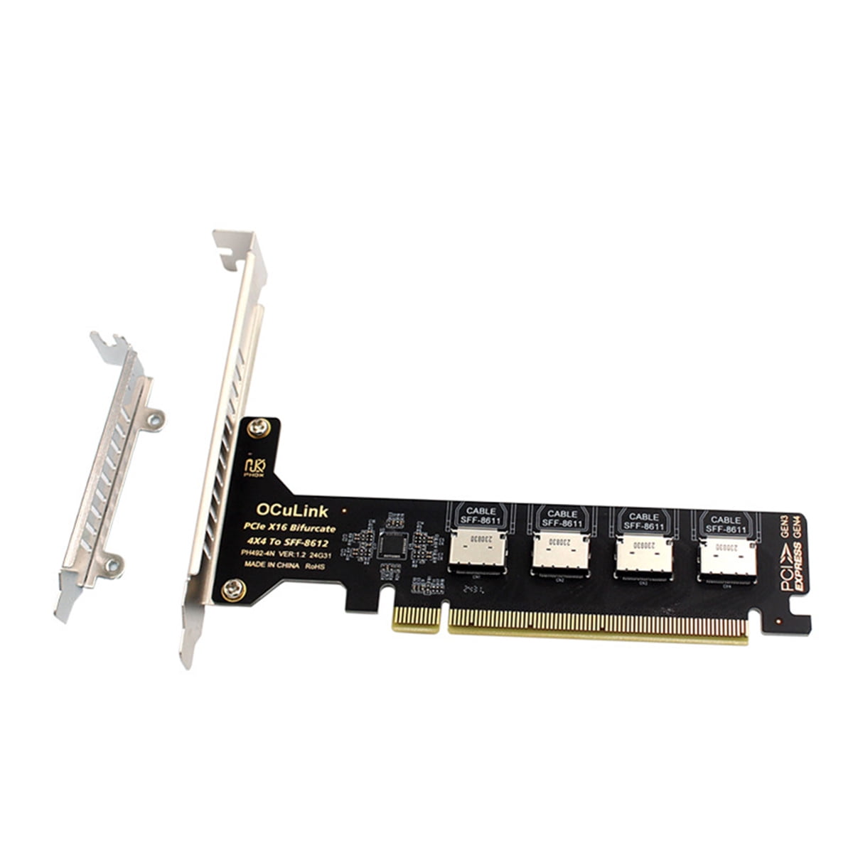 CY PCI-Express 4.0 PCIE 16x Detachable to Four Oculink SFF-8612 SFF ...