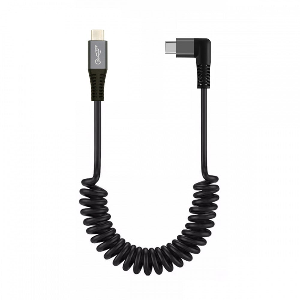 CY Stretch Coiled USB-C USB4 Cable 20Gbps 100W 8K Type-C Right Angled ...