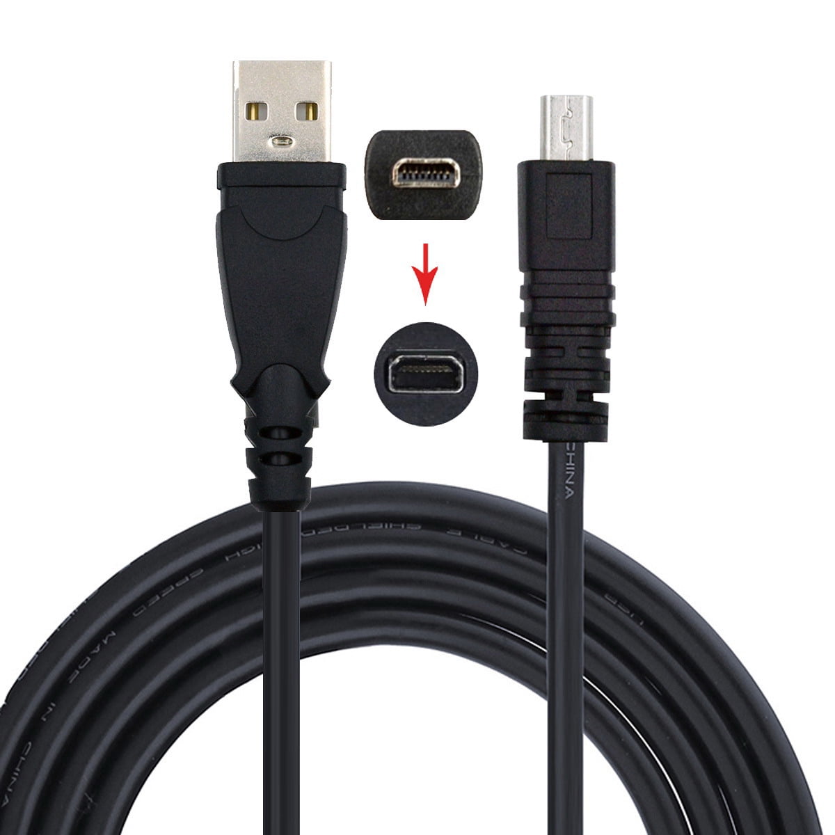 CY USB 2.0 Type-A to Camera Mini 8P Data Power Cable for Coolpix UC-E6 ...
