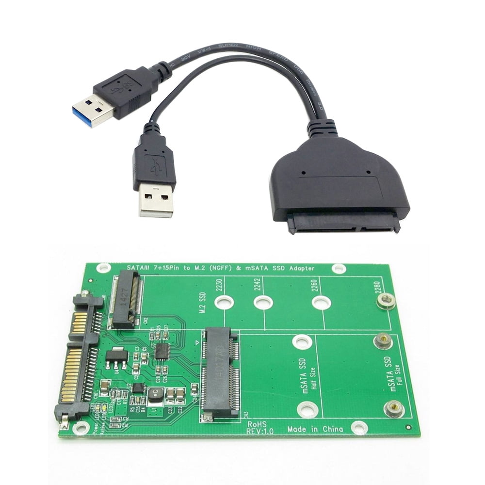 CY USB 3.0 to SATA 22pin 2.5"" Hard Disk to 2 in 1 Combo Mini PCI- E 2 ...
