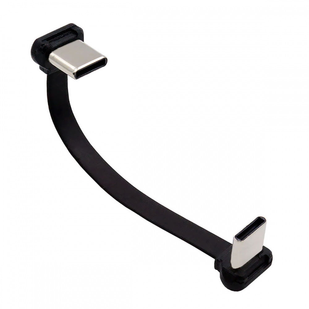 CY USB-C Type C to USB-C Ultra Slim Flat Power USB2.0 Data Cable Angled Connector 65W Fast ...