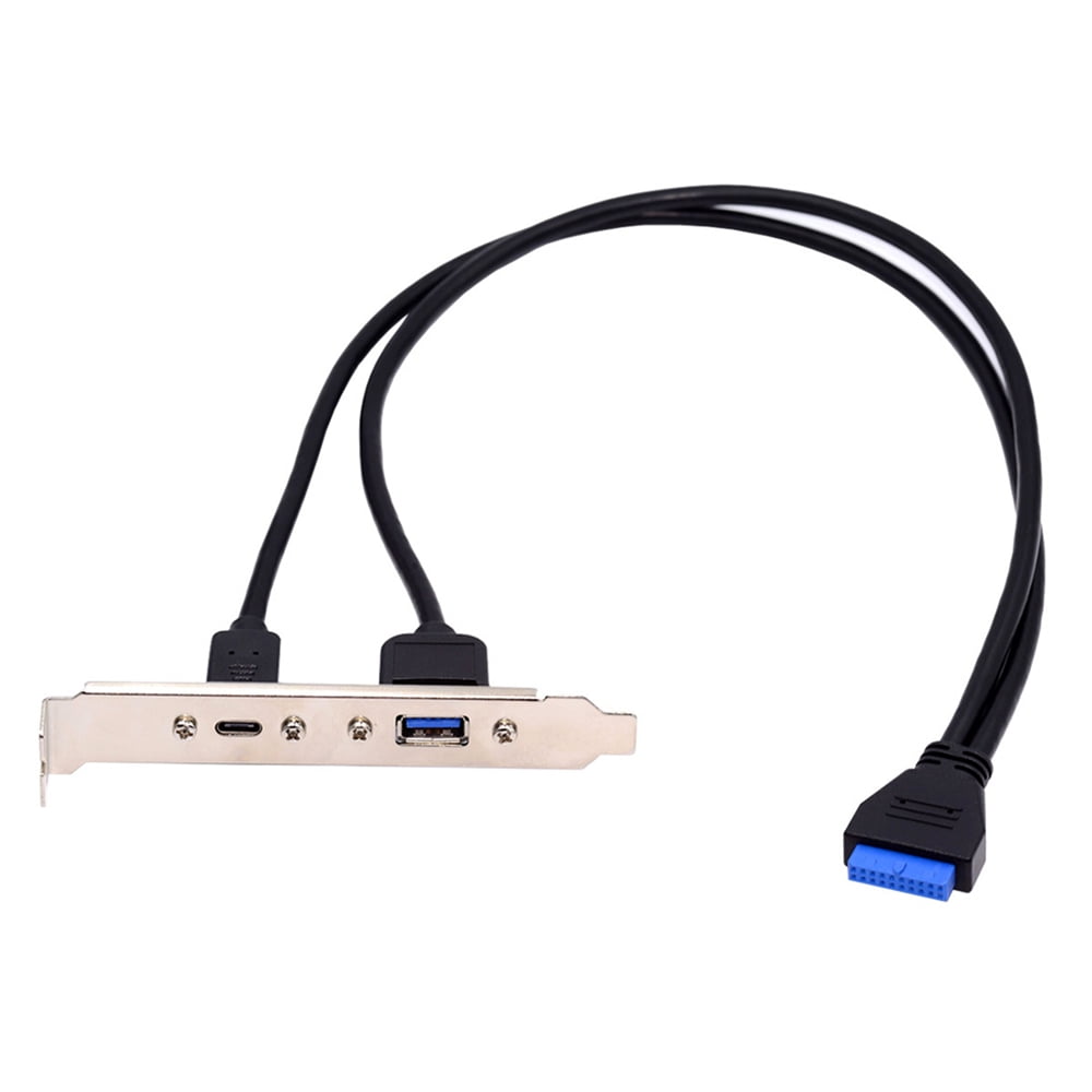 CY USB3.0 Motherboard 19/20Pin to USB-C Type-C & USB 3.0 Dual Ports Female PCI-E Back Panel ...