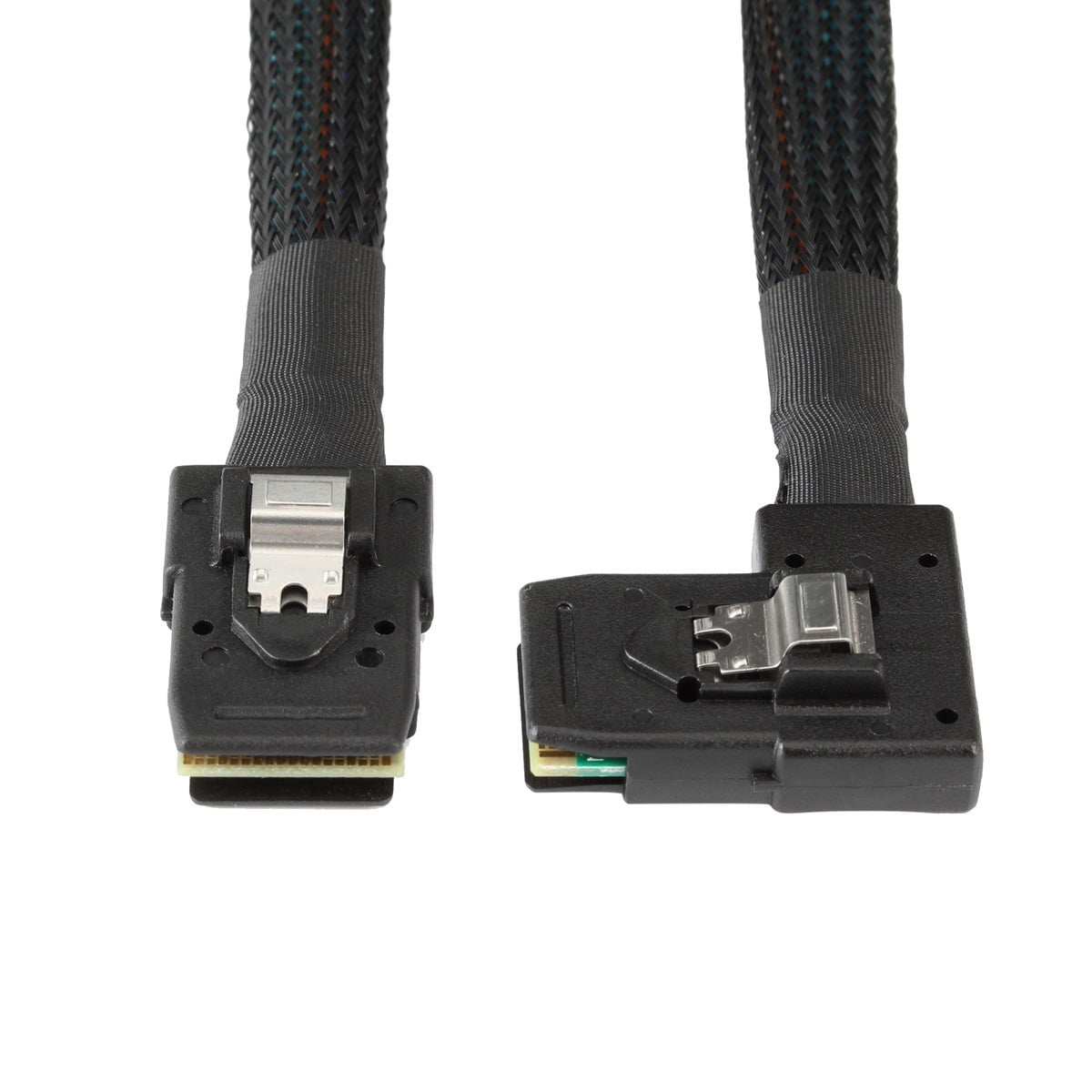 CY Ultra Slim Flat Left Angled 90 Degree Mini SAS 36pin SFF-8087 to 8087 Data Raid Cable 80cm ...