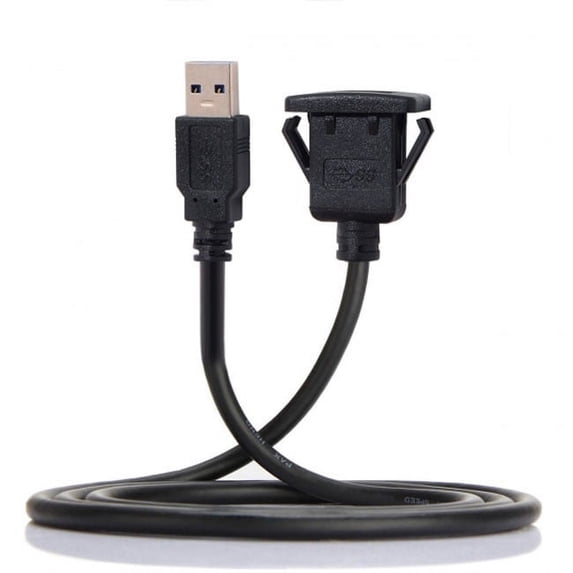 CY Waterproof Dual USB 3.0 Extension Latch Mount Car AUX Cable 1m for ...