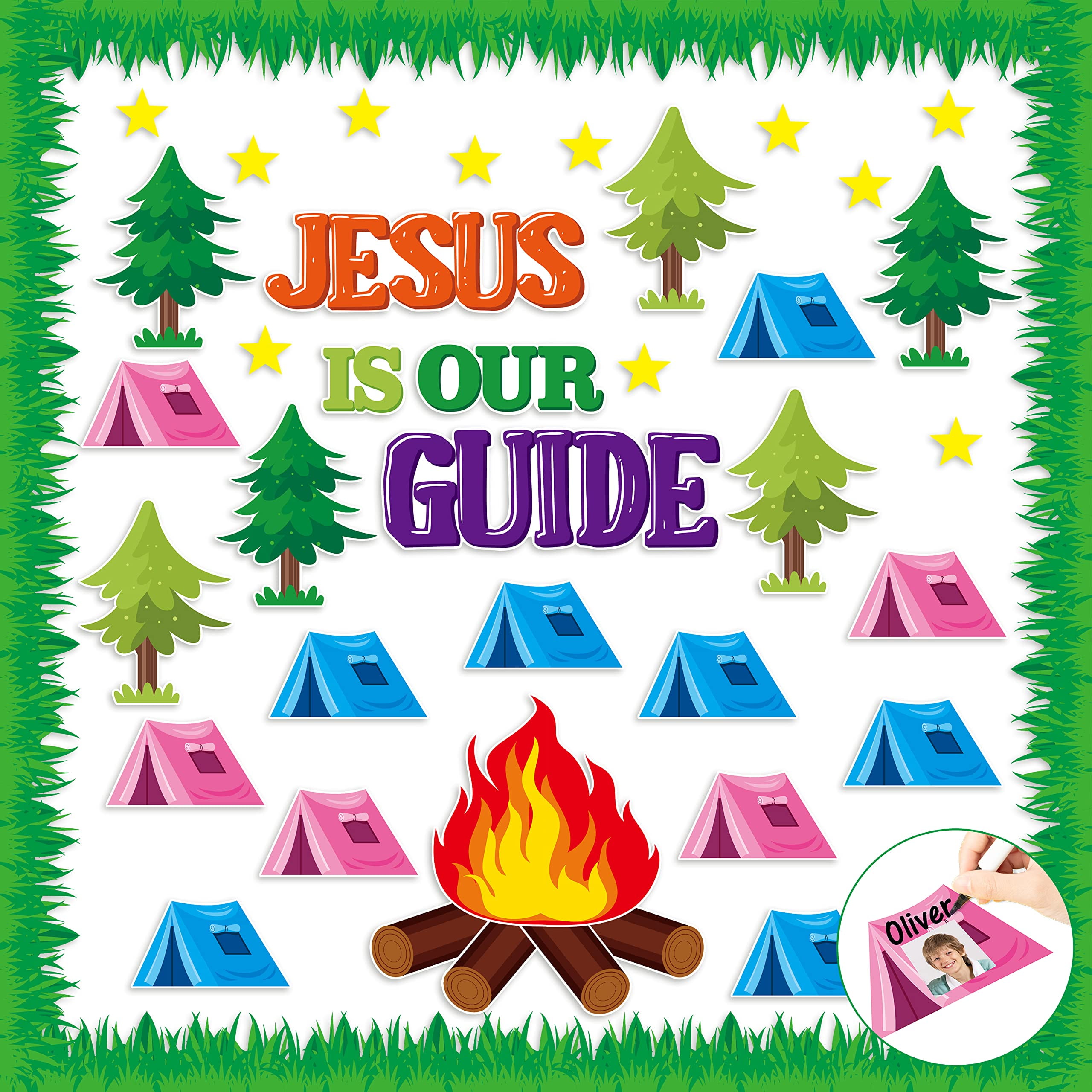 CY2SIDE 74PCS Jesus is Our Guide Cutouts Bulletin Board Border Sets ...
