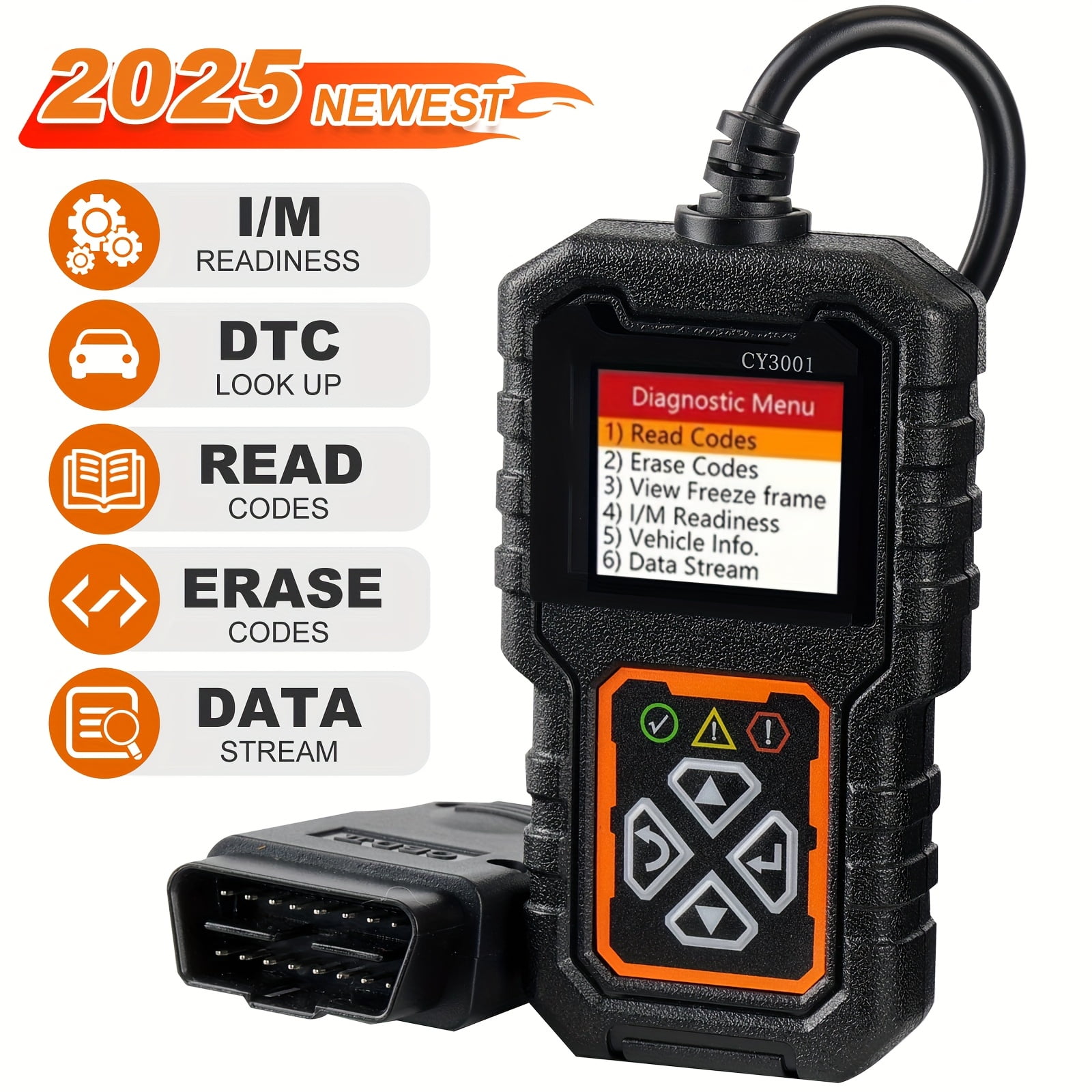 CY3001 Advanced OBD2 Scanner - Read & Clear Engine Fault Codes, Check Engine Light Reset Tool ...