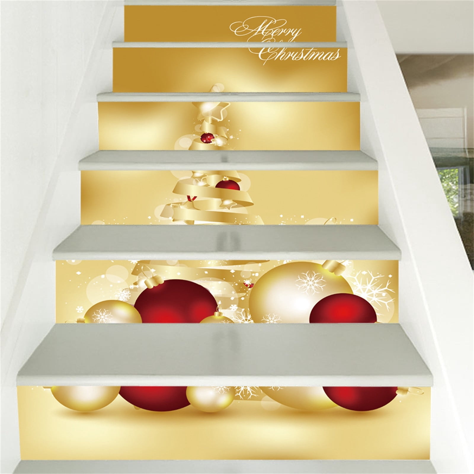 CY5O5ee 3D Christmas Tree Stair Stickers Decals Decorative Stairs Decal ...