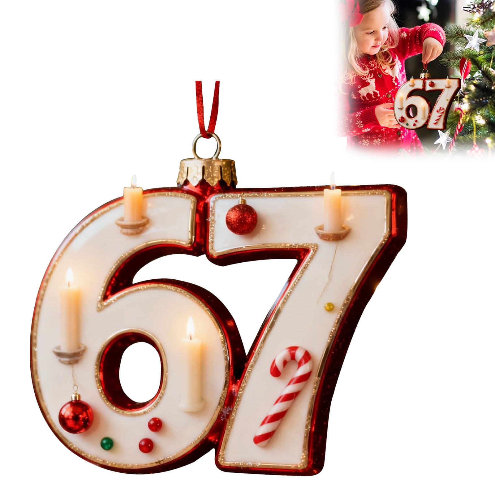 CY5O5ee 6 7 Acrylic Ornament for Christmas Tree Funny Number Hanging ...