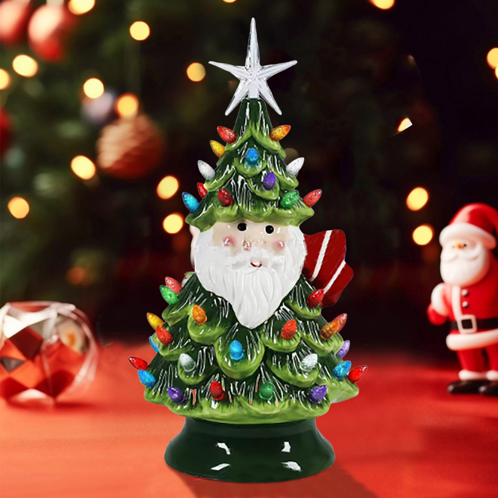 CY5O5ee Ceramic Christmas Tree 11inch Lighted Christmas Santa Trees ...