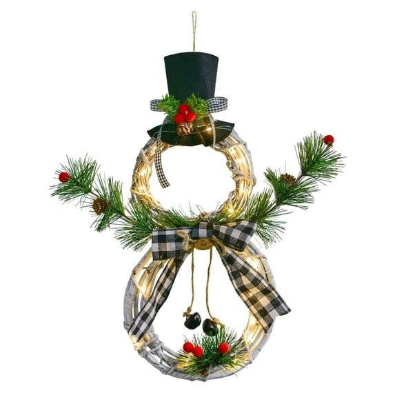 CY5O5ee Christmas Wreath with Lights Xmas Decorations Hanging Garland ...