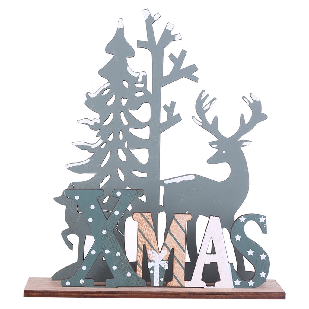 CY5O5ee Rustic Wooden Desktop Decor Christmas Table Decorations Xmas ...