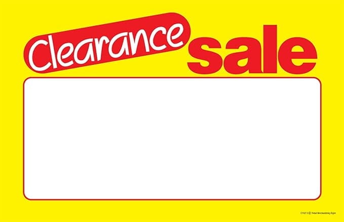 CYB210 Clearance Retail Price Signs Cards Sale Red & Yellow Sale ...