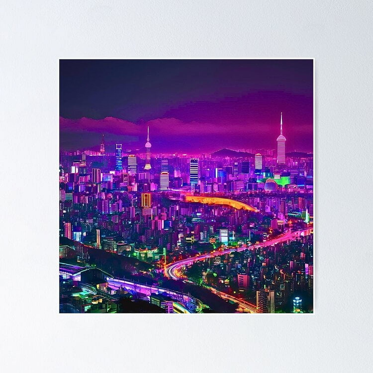 CYBERPUNK SEOUL NEON NIGHTVIEW Poster, 8x12 UNFRAMED - Walmart.com