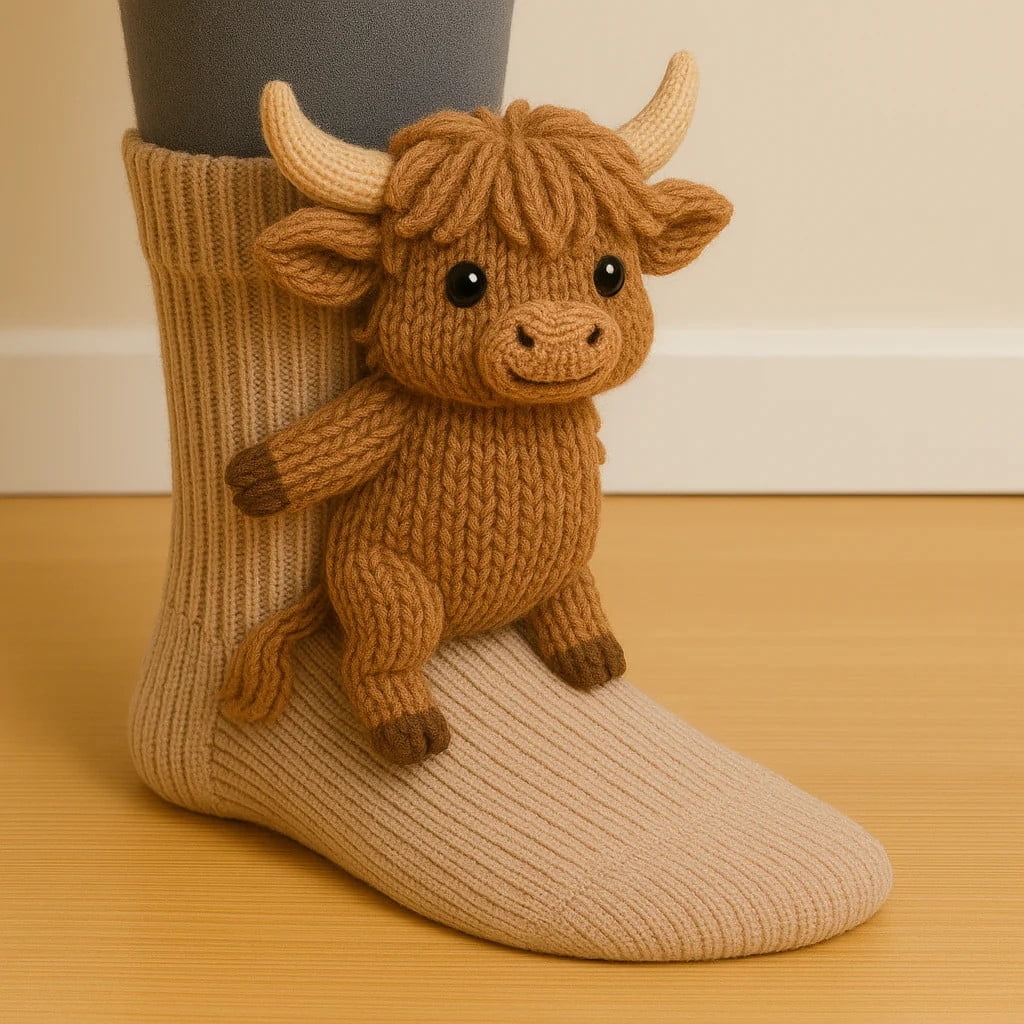 CYBIBO New 3D Knit Animal Socks, Cute Handmade Crocheted Animals 3D ...
