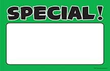 CYC301 "Special!" Retail Price Cards Signs - Green and Black Pack of ...