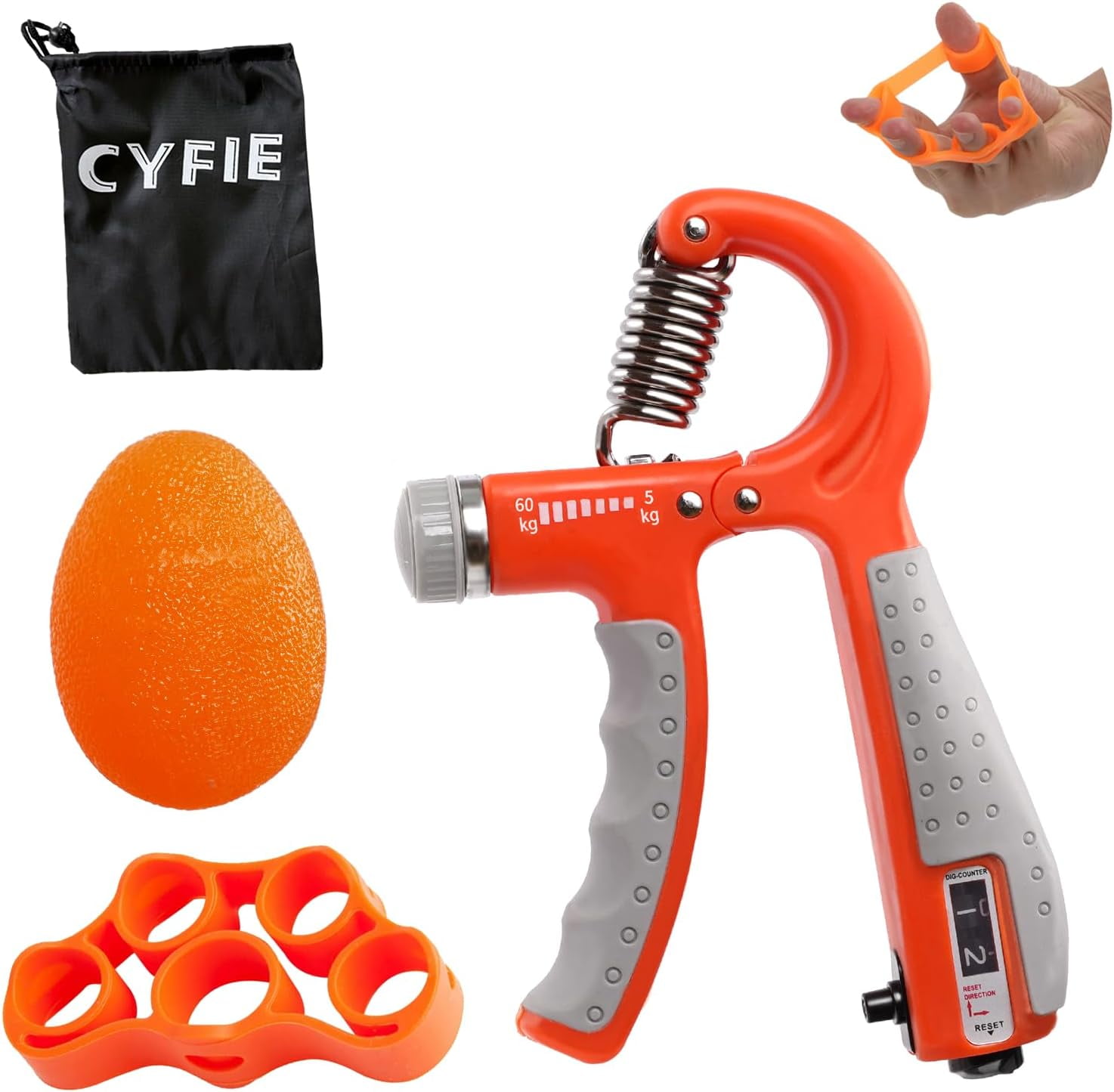 CYFIE Grip Strength Trainer Kit with Adjustable Resistance 10-132 Lbs ...