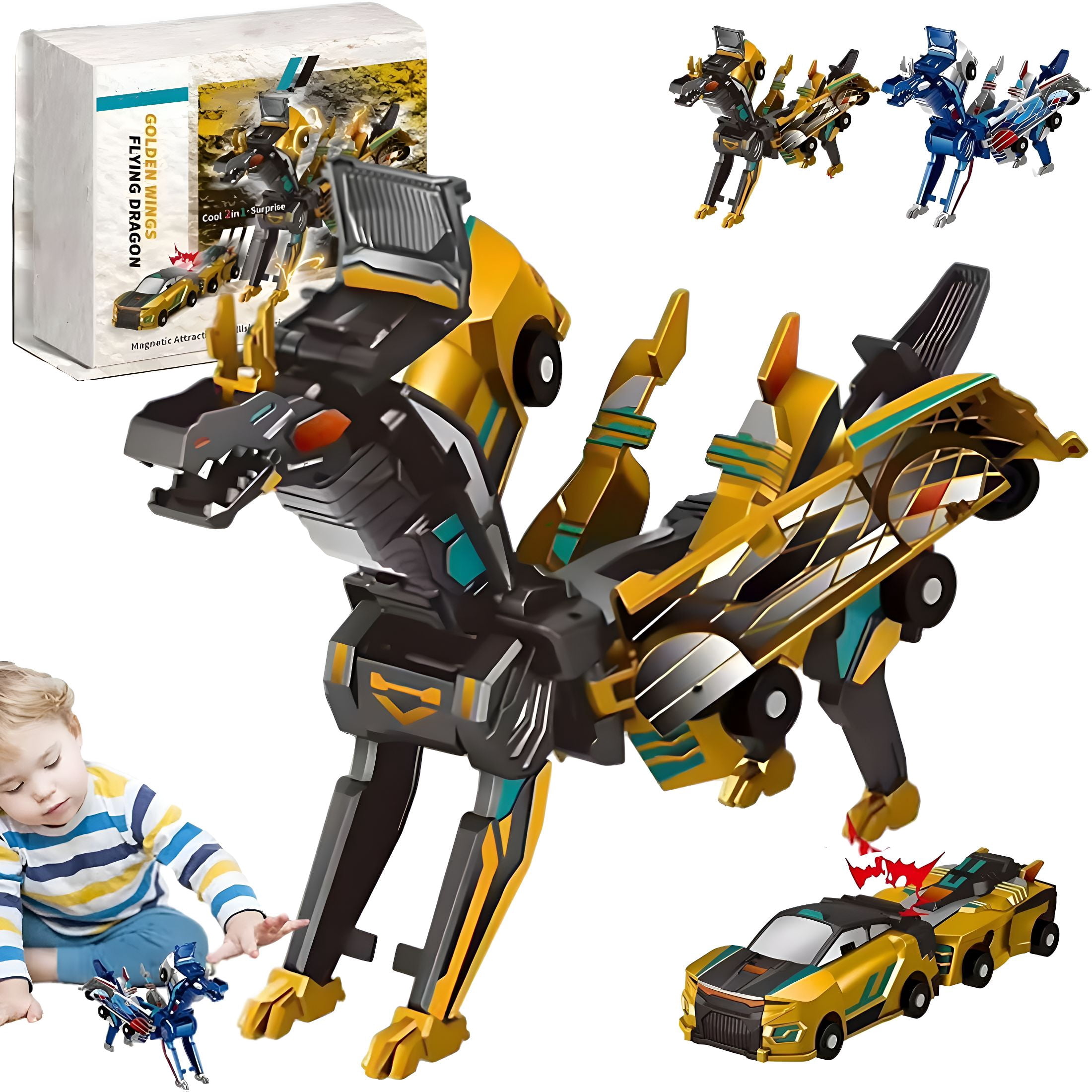 CYFW 2 in 1 Collision Transforming Dinosaur Car Toy, Dinosaur ...