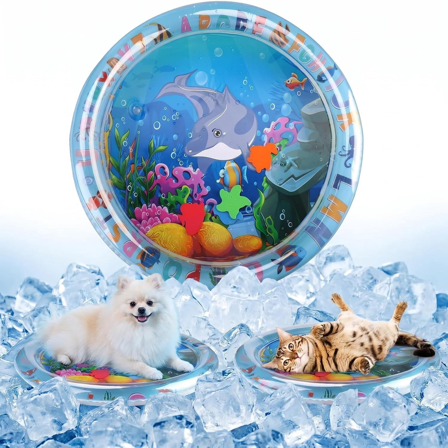 CYFW 2 Pieces D Thickened Cat Water Mat,Water Sensory Play Mat with ...