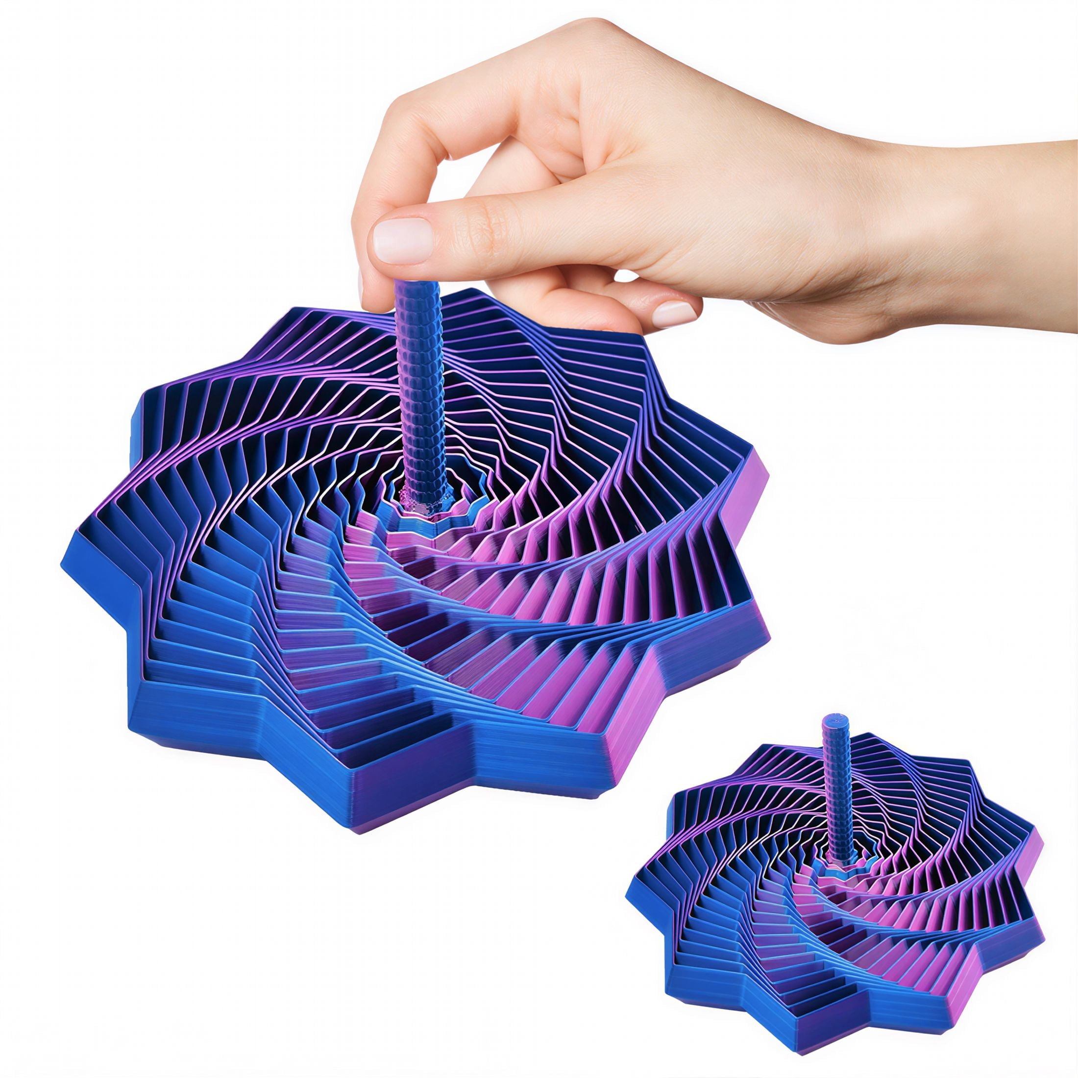 CYFW 2Pcs Large Sensory Fidget Star 7" Laser Blue-Purple,3D Printed ...