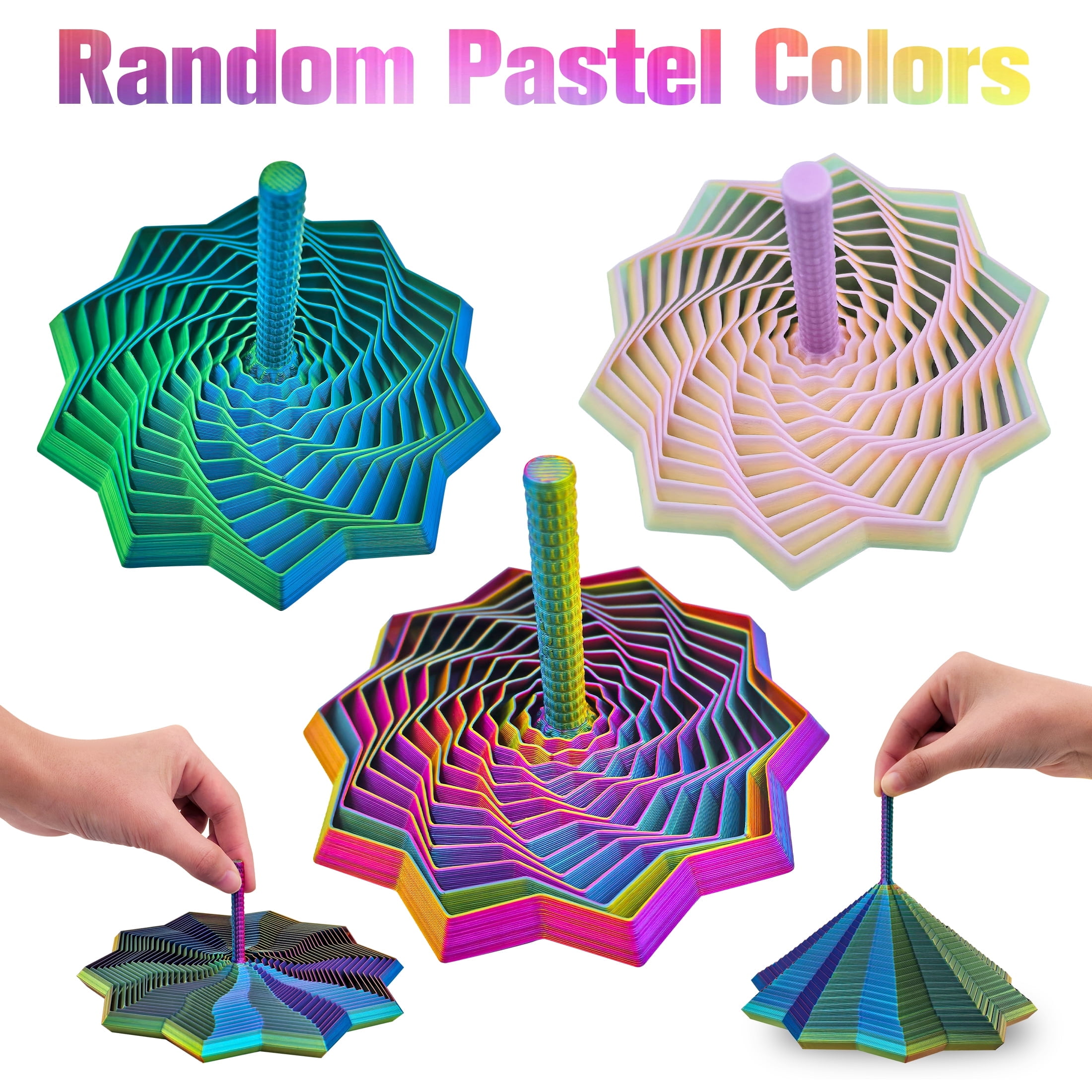 CYFW 3Pcs Sensory Fidget Star Gold,3D Printed Fidgets Spiral Tower ...