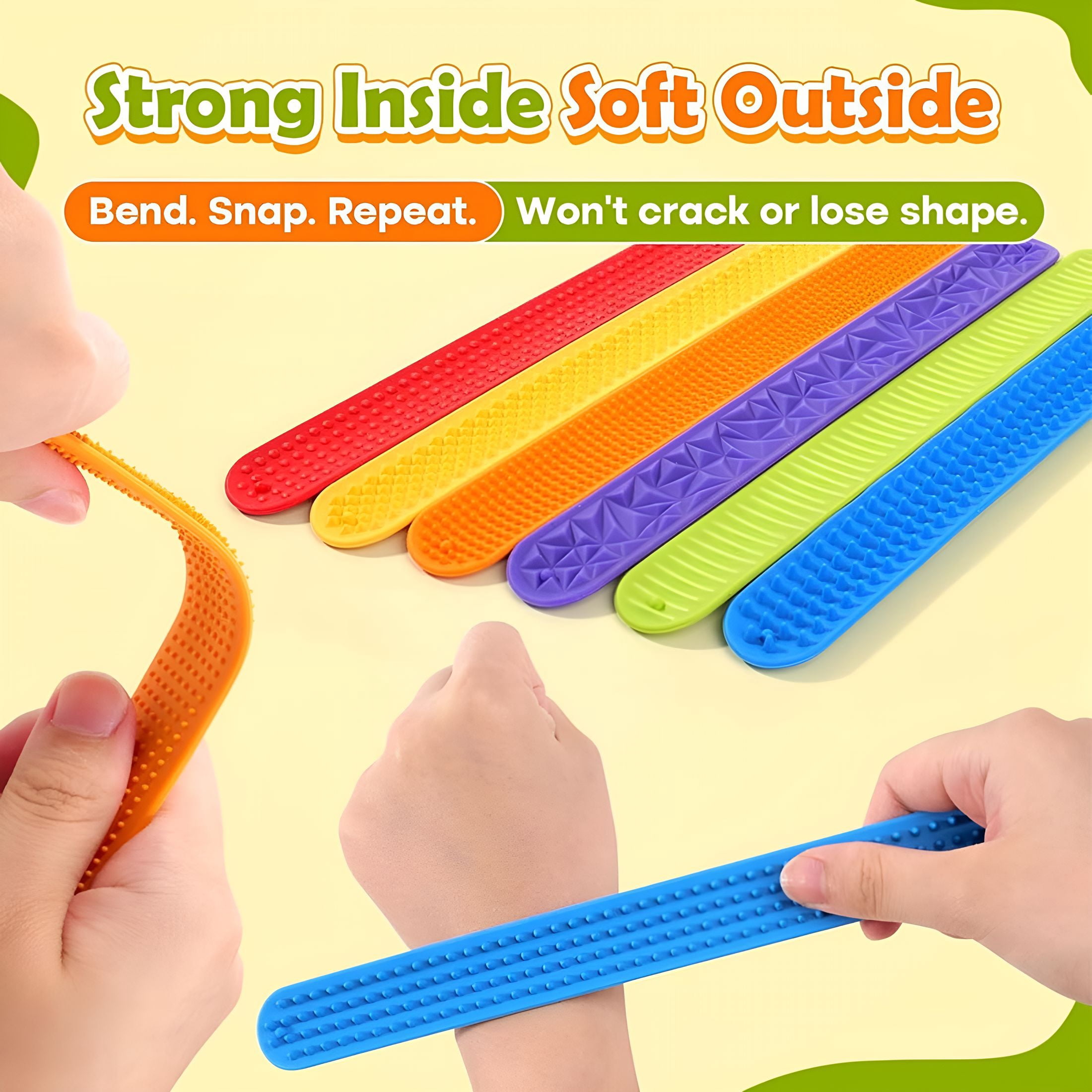 CYFW Sensory Fidget Toys,Textured Silicone Slap Bracelets 6 Pcs,Stress ...