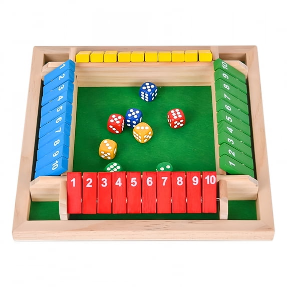 CYFW Shut The Box-Wooden Dice Board Game, 4 Player Board with 8 Dice ...