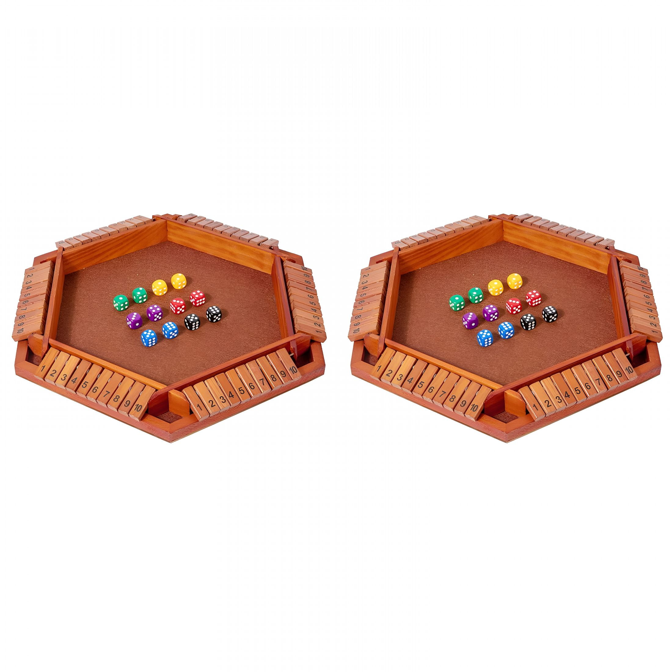 CYFW Shut the Box Game Wooden Board Game with 12 Dice, 2-6 Player ...