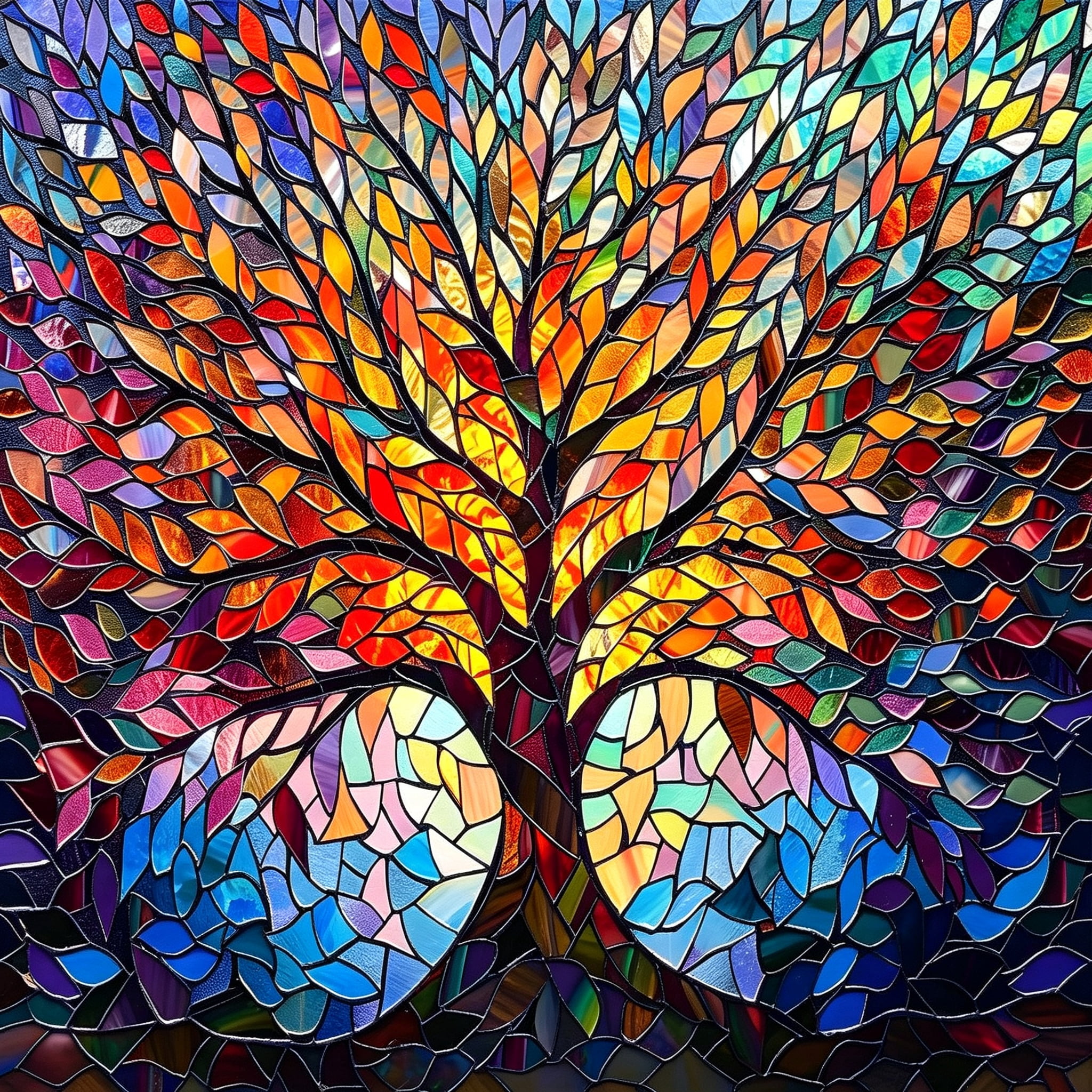 CYFW Stained Glass Puzzle Tree of Life Puzzles for Adults 1000 Pieces ...
