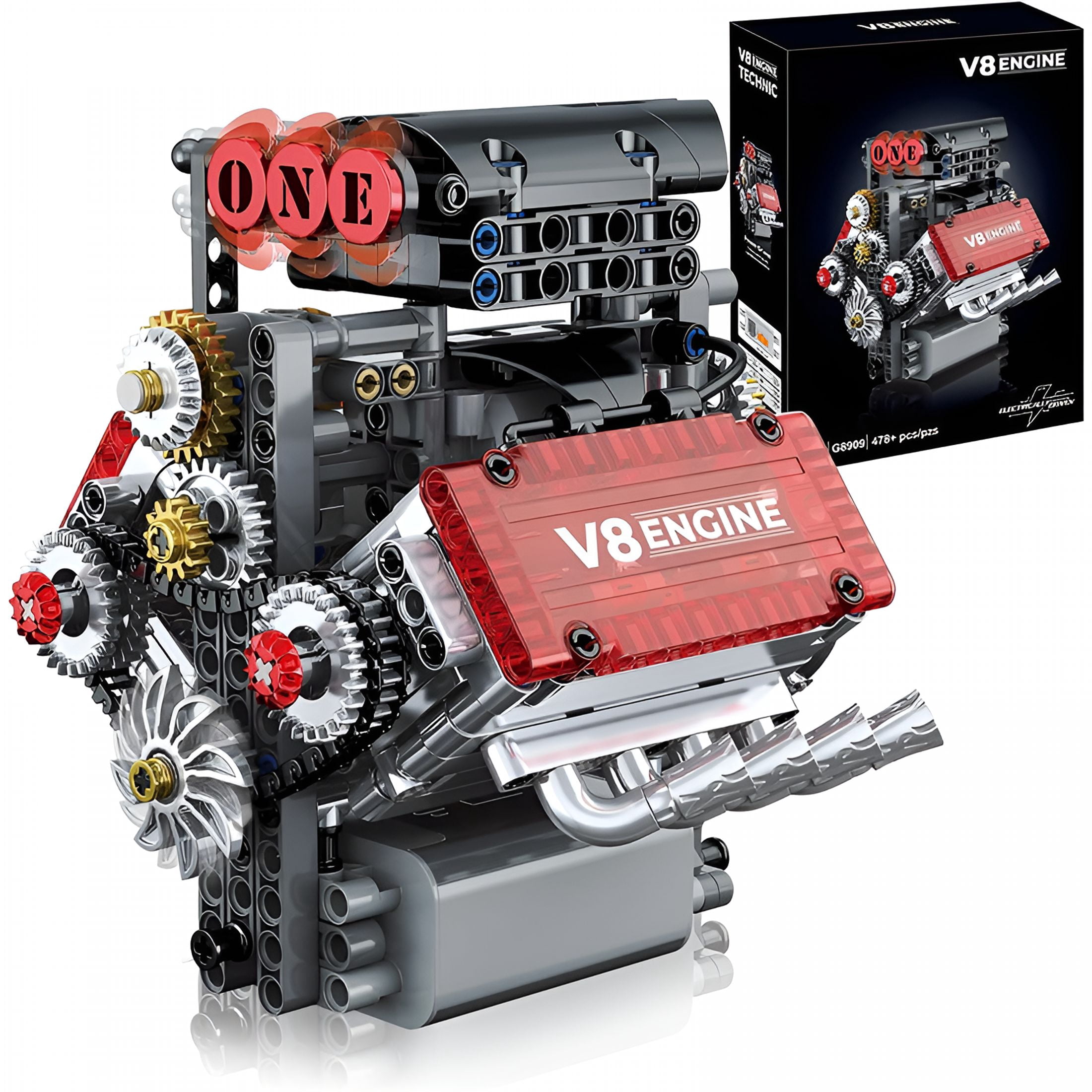CYFW V8 Engine Building Set — Mini V8 Engine Kits That Runs 478 PCS ...