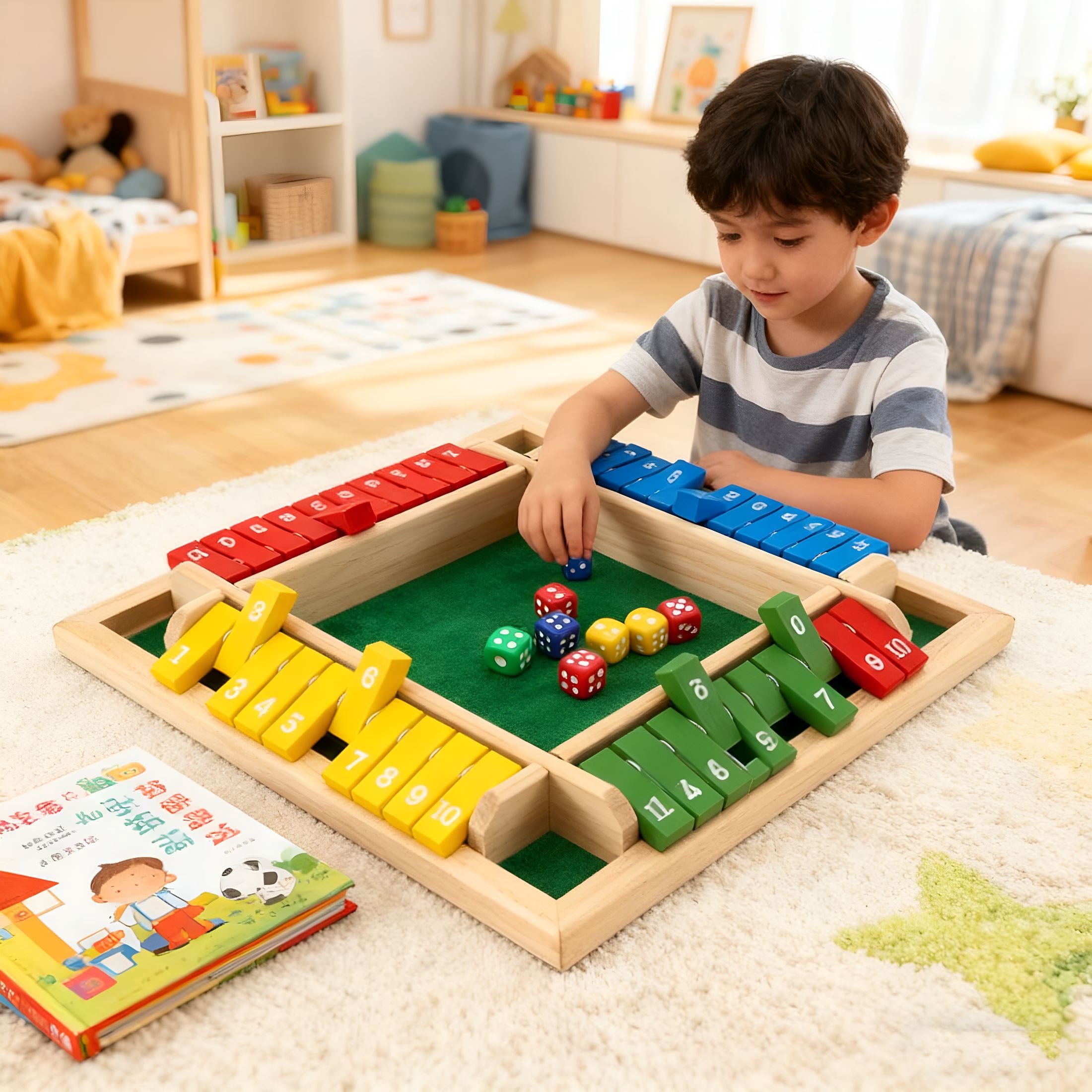 CYFW Wooden Shut The Box Dice Game for 4 Players - Family Pub Math ...