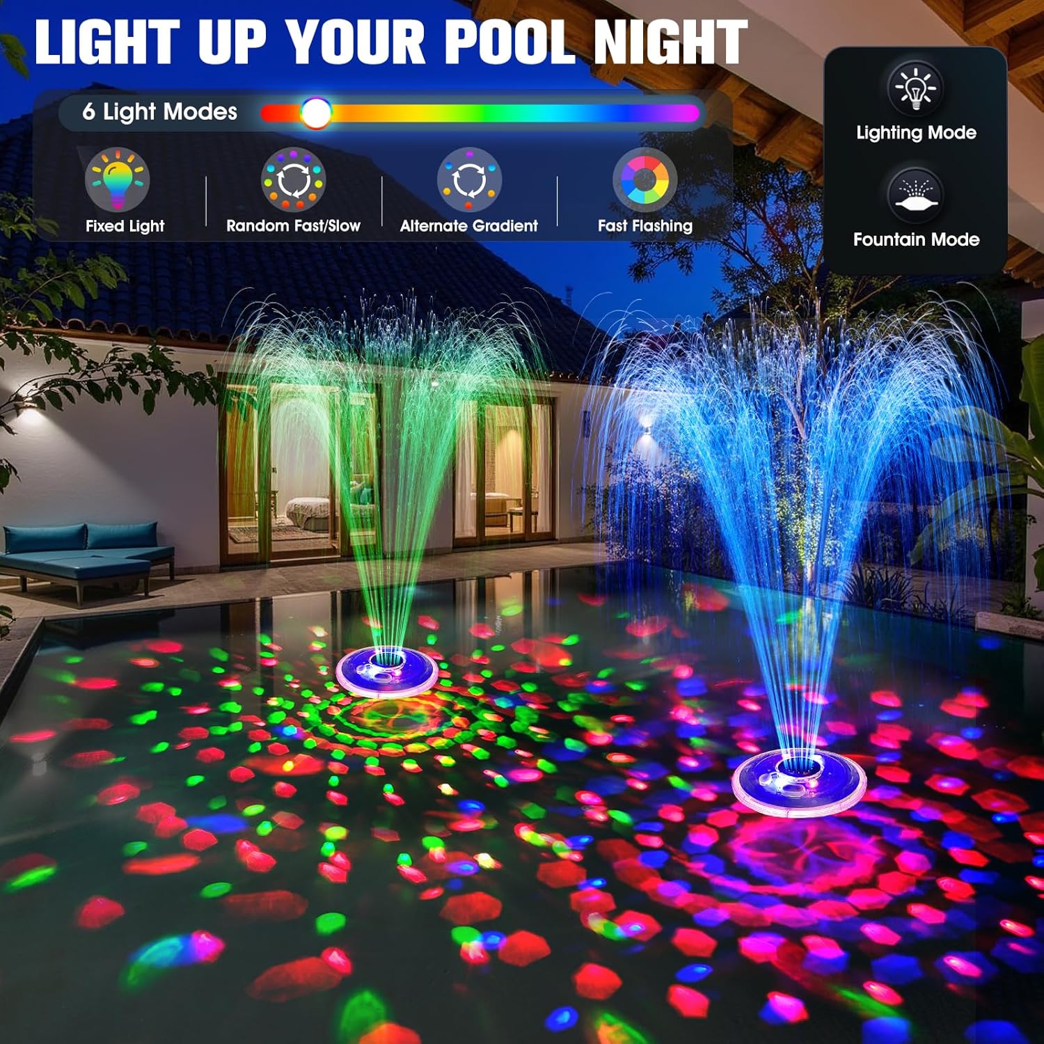 CYIHBOUR 2025 Upgraded Pool Fountain Rechargeable Floating Pool ...