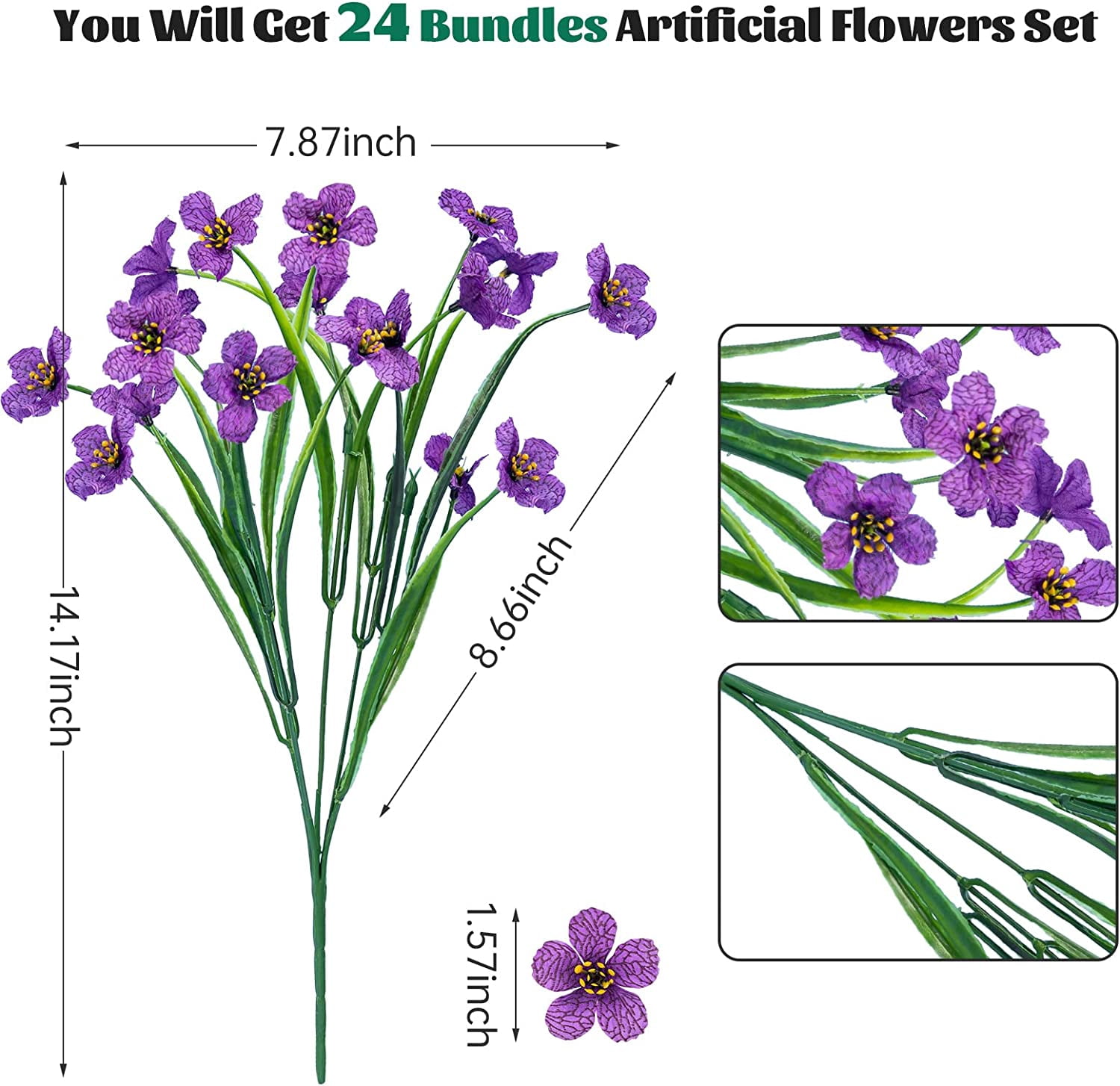 CYIHBOUR 24 Pcs Artificial Flowers for Outdoor Plastic Flowers ...