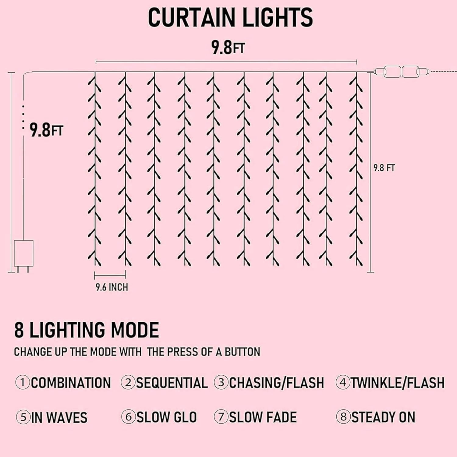 CYIHBOUR 300 LED Curtain String Lights Christmas Fairy Lights for ...
