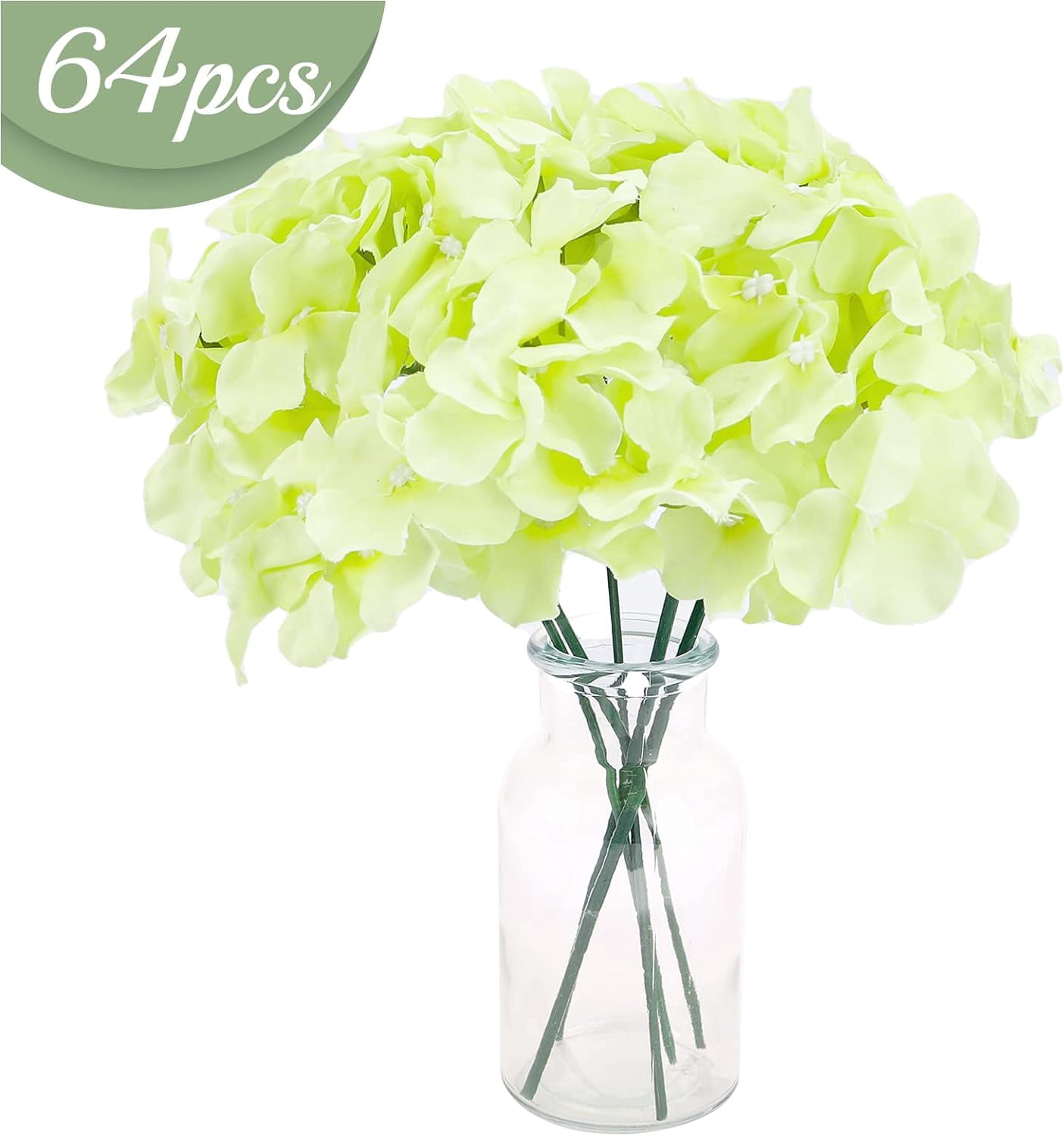 CYIHBOUR 64pcs Silk Hydrangea Artificial Flowers Champagne Artificial ...