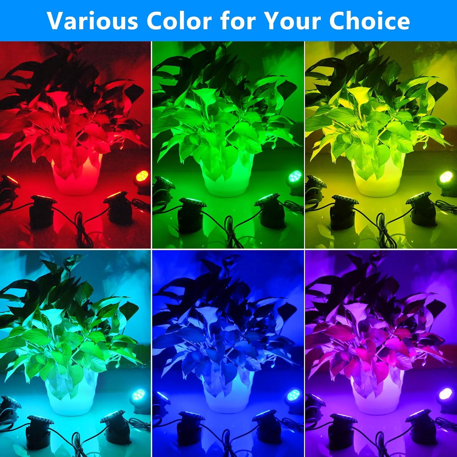 CYIHBOUR Solar Pond Lights 2 Headlamp RGB LED Spotlights Underwater ...