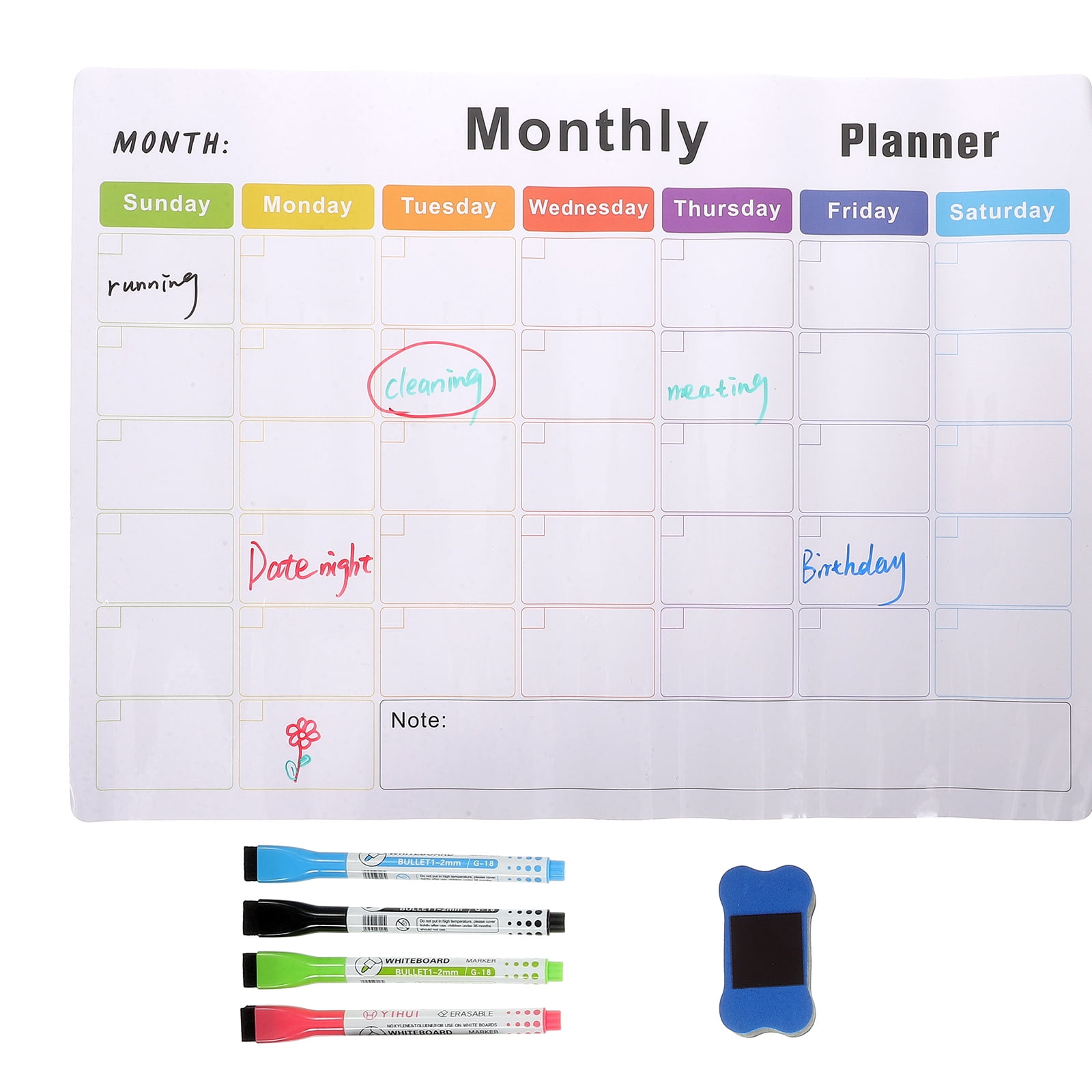 CYLINDSOME 1 Set of Magnetic Calendar Planner Board Fridge Whiteboard ...