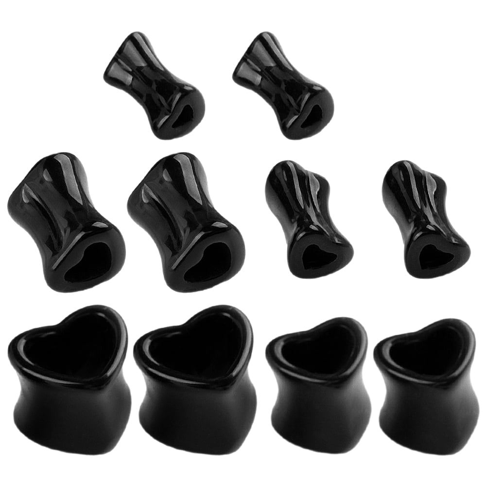 CYLINDSOME 10 Pairs of Acrylic Ear Heart Shaped Ear Tunnels Saddle ...