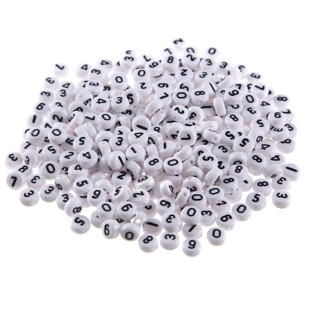 CYLINDSOME 100Pcs Acrylic Number Beads Jewelry Making Beads Number ...