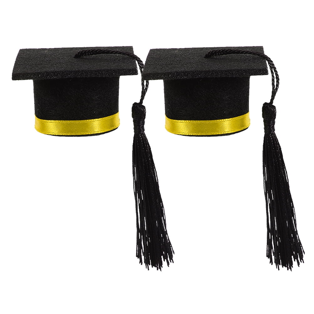CYLINDSOME 2pcs Mini Graduation Cap Bottle Toppers Mini Grad Hat Wine ...