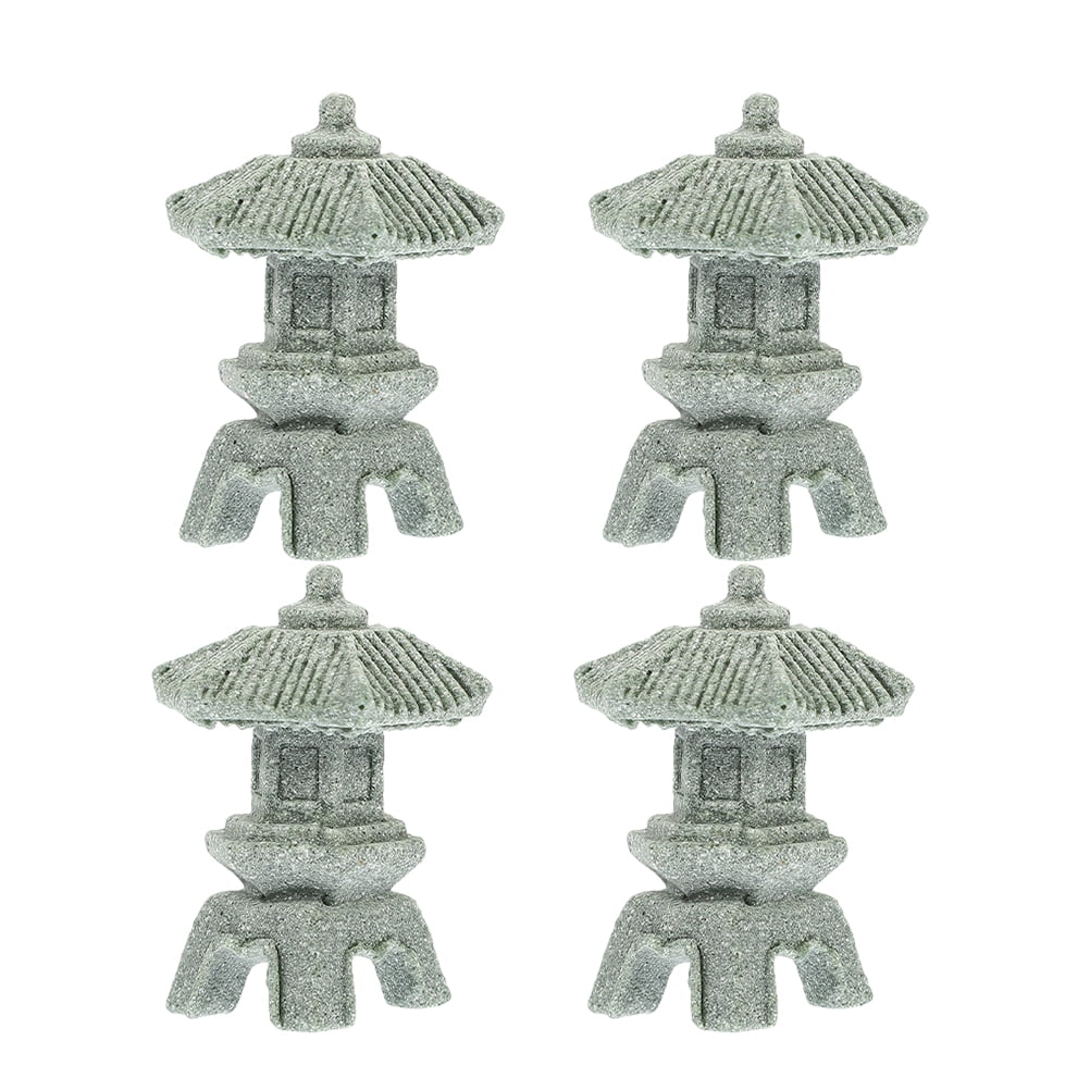 CYLINDSOME 4Pcs Pavilion Statue Tower Statue Zen Garden Pagoda Decor ...