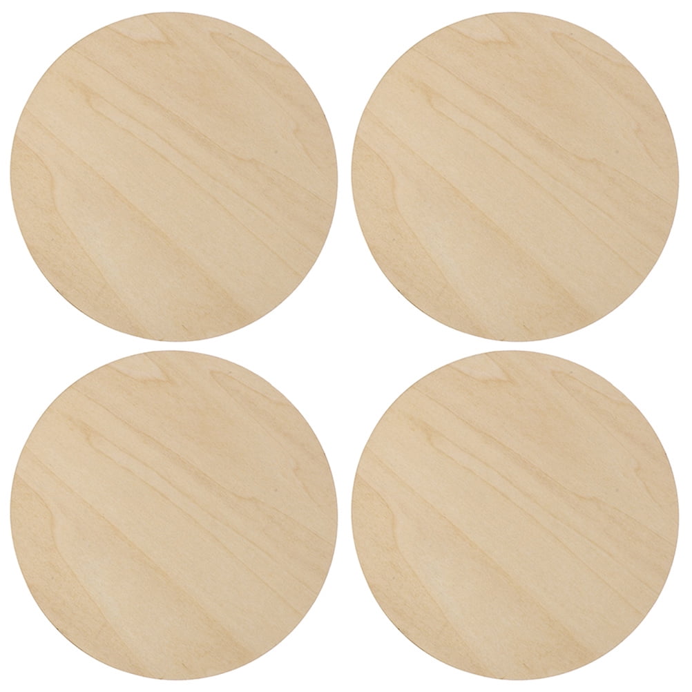 HEMOTON 4pcs Khaki Wood Circles for Crafts Unfinished Wood Rounds for ...