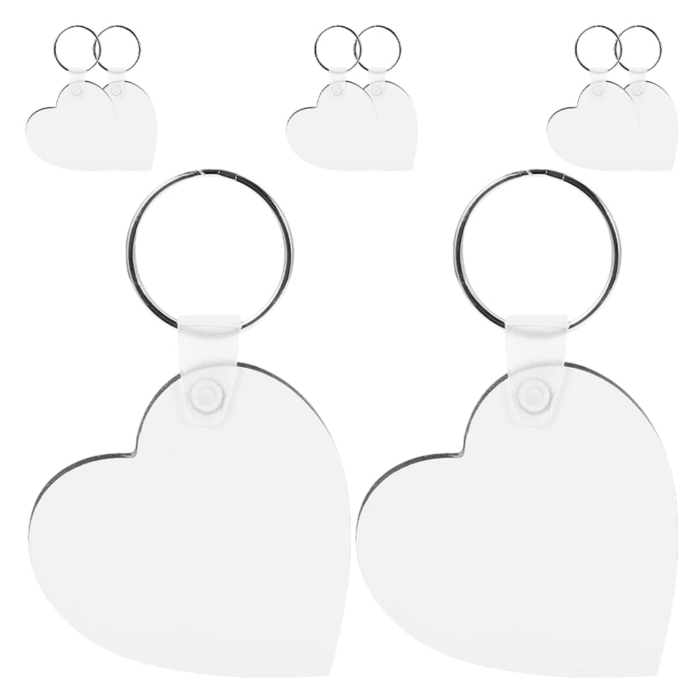 CYLINDSOME 8pcs Sublimation Keychain Blanks Heart Charm Key Ring ...