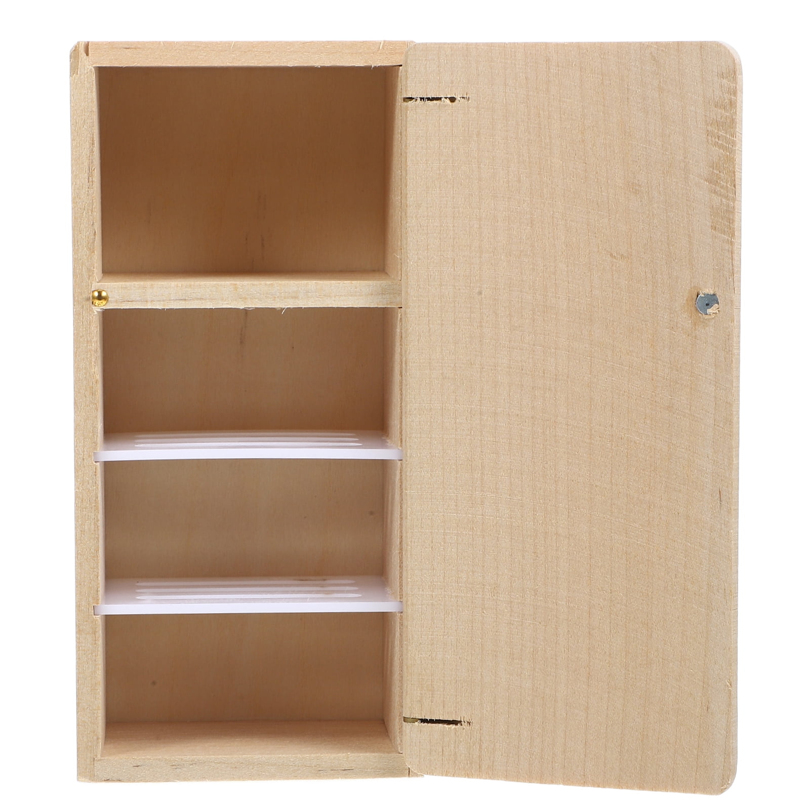 CYLINDSOME Mini Refrigerator Unpainted Miniature Wooden Refrigerator ...