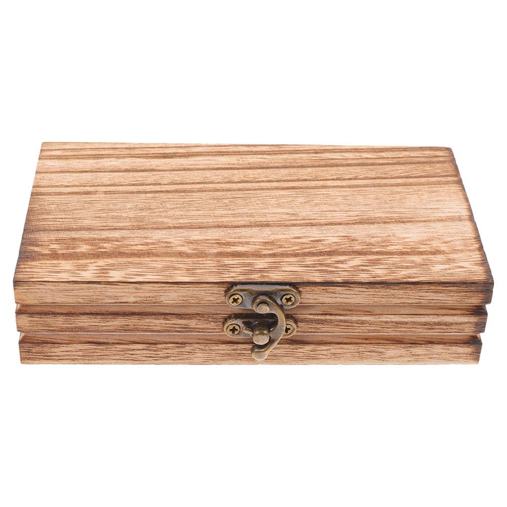 CYLINDSOME Rustic Wooden Storage Box Desktop Lidded Trinket Box Latch ...