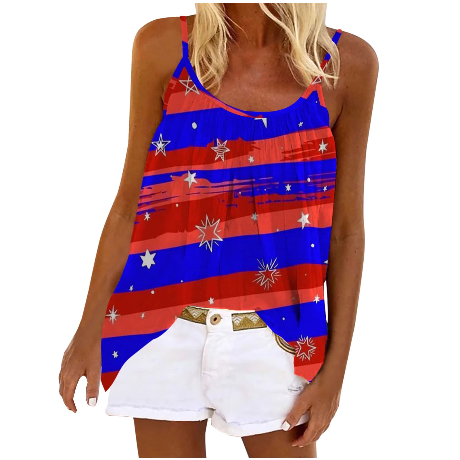 CYMMPU Clothing for Women Tank Top Printed Spaghetti Strap Loose Camisole Flowy Camis Sleeveless ...