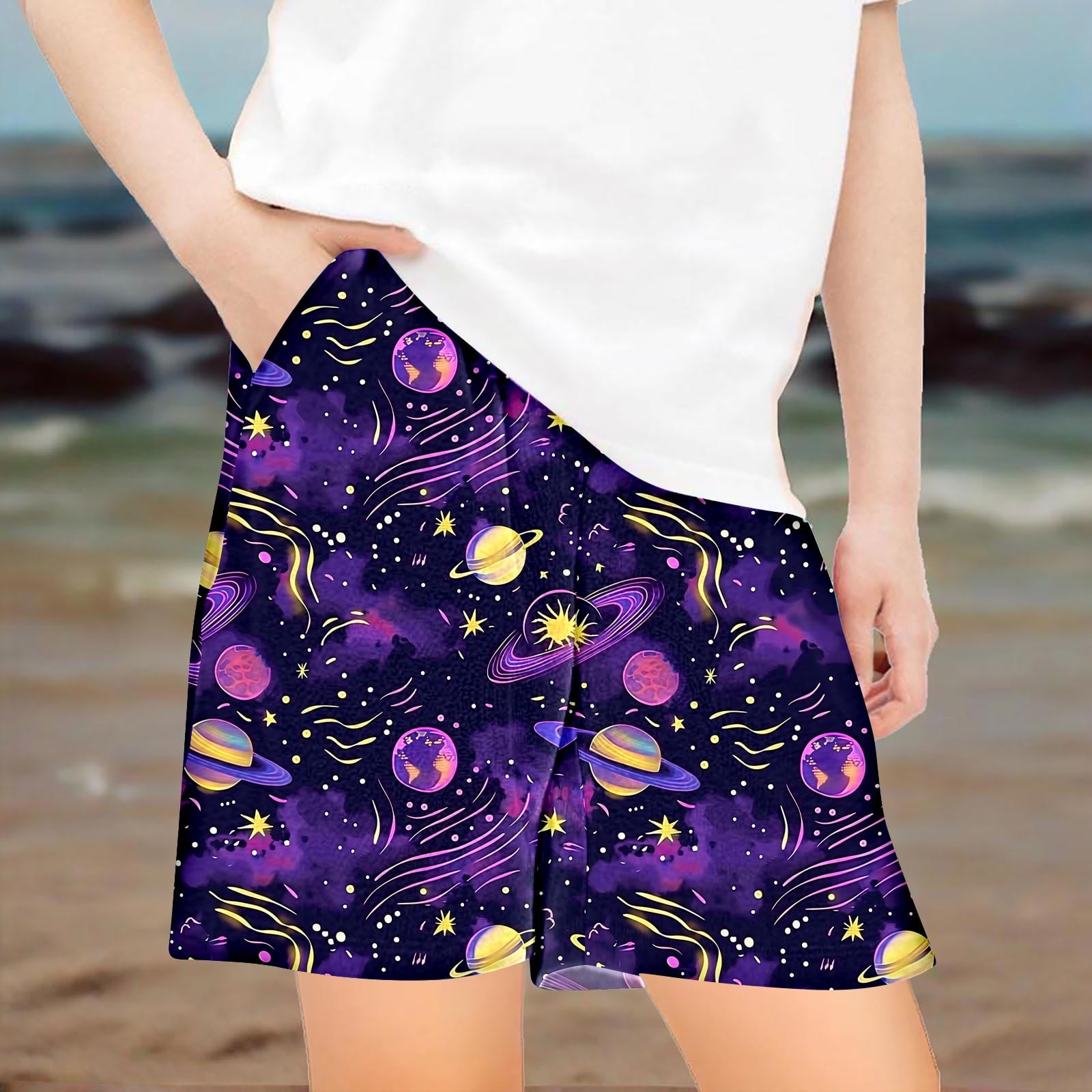 CYMMPU Floral Print Summer Shorts for Boys and Girls Elastic Waist ...
