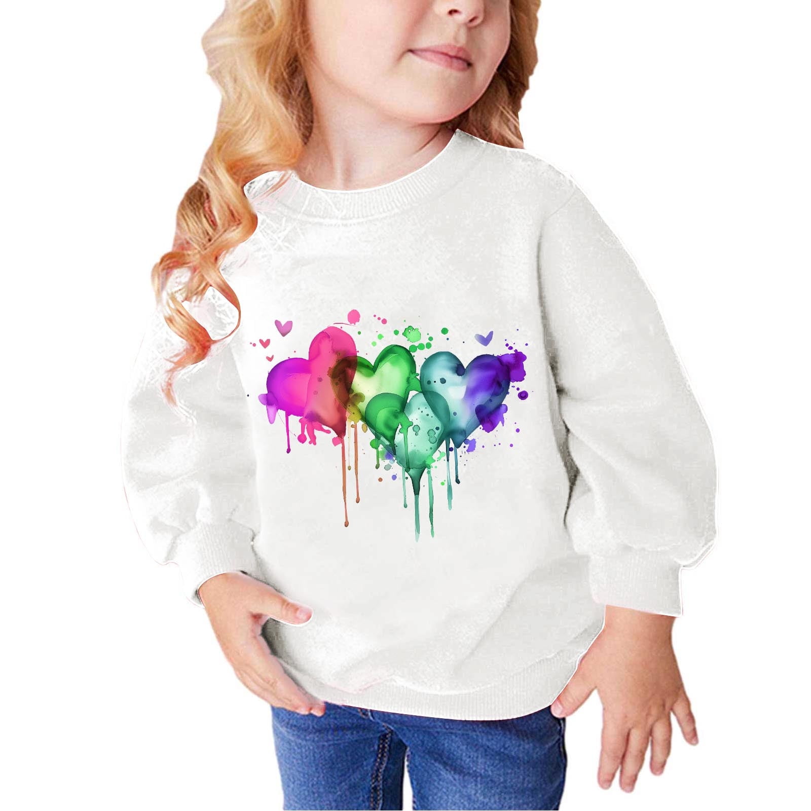 CYMMPU Girls Valentines Shirt Cute Long Sleeve Heart Graphic Tees Tops ...