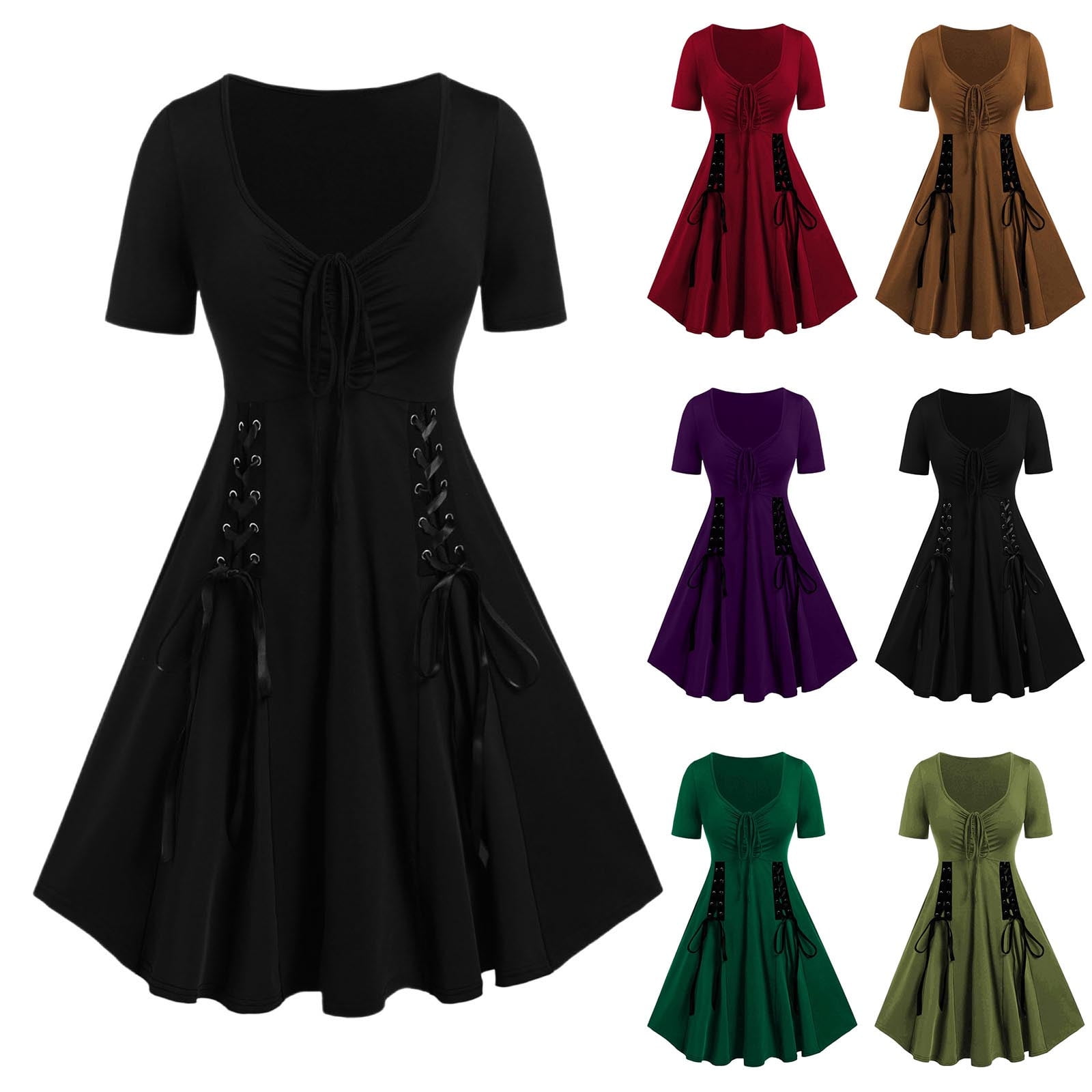 CYMMPU Gothic Ball Gown Womens Halloween Medieval Renaissance Dress ...