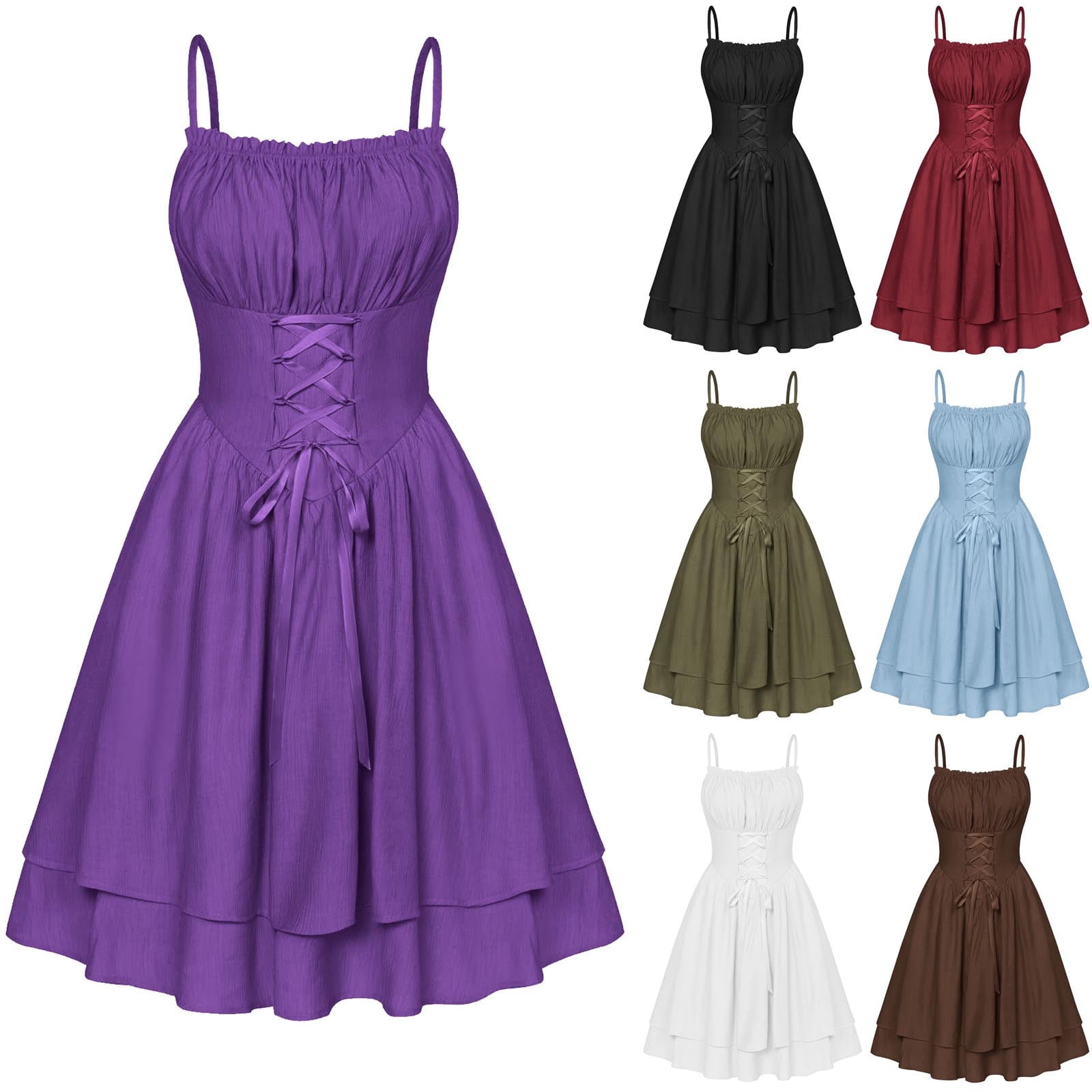 CYMMPU Lace-up Steampunk Irish Over Dress Womens Halloween Medieval ...